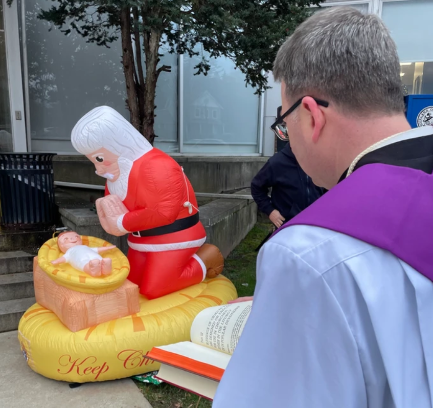 Kneeling Saint Nicholas Inflatable - Religious Supply Center